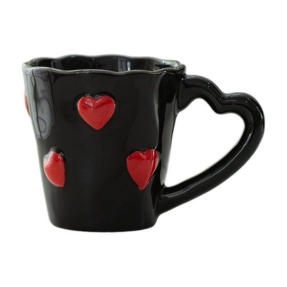 Ceramic Coffee Mug With 3D Heart Emboss, Black Tea Cup For & Teenager ...
