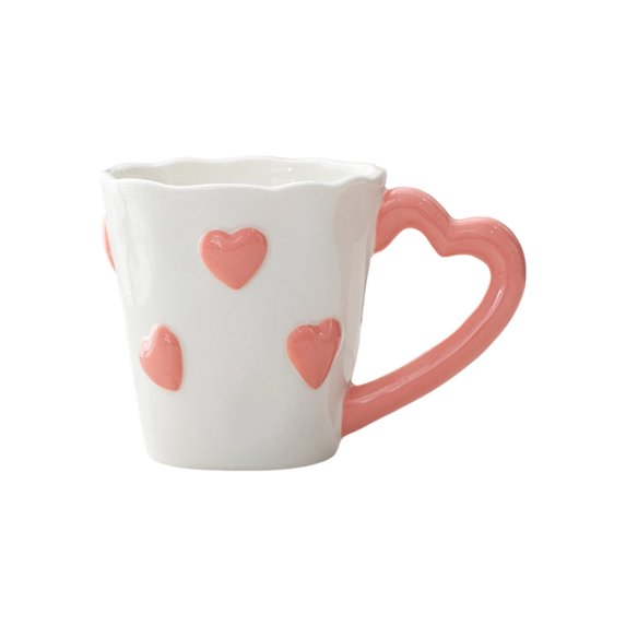 Ceramic Coffee Mug - Elegant 3D Heart Embossed Tea Cups for Latte Hot ...