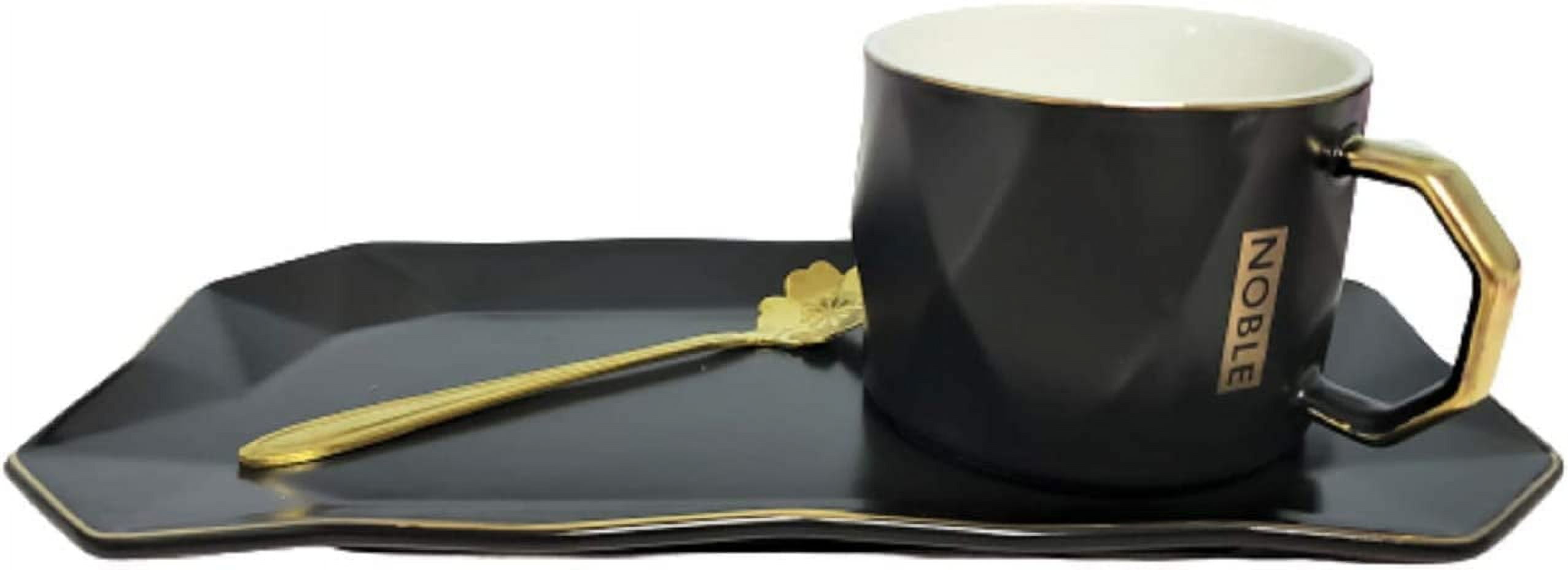 Ceramic Coffee Mug Set Tea Cup with Spoon and Tray - Both Hot and Cold ...