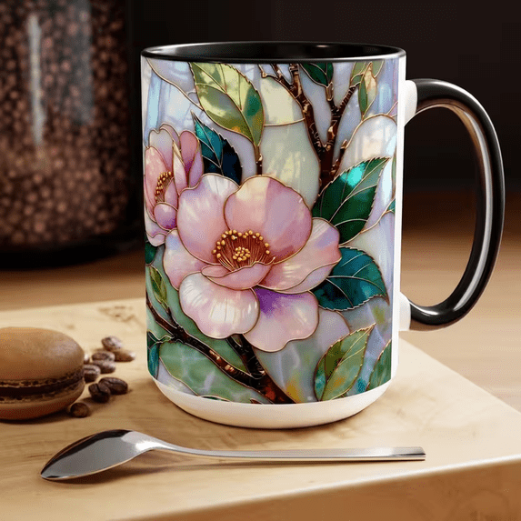 Ceramic Coffee Mug, Vintage Floral Wildflower Design, Home and Office ...