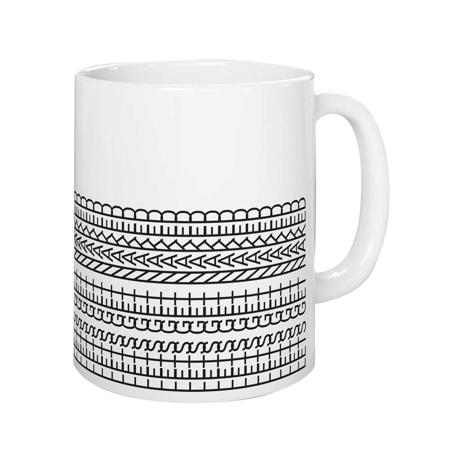 Ceramic Coffee Mug With Geometric Line Pattern Large Capacity Handle ...