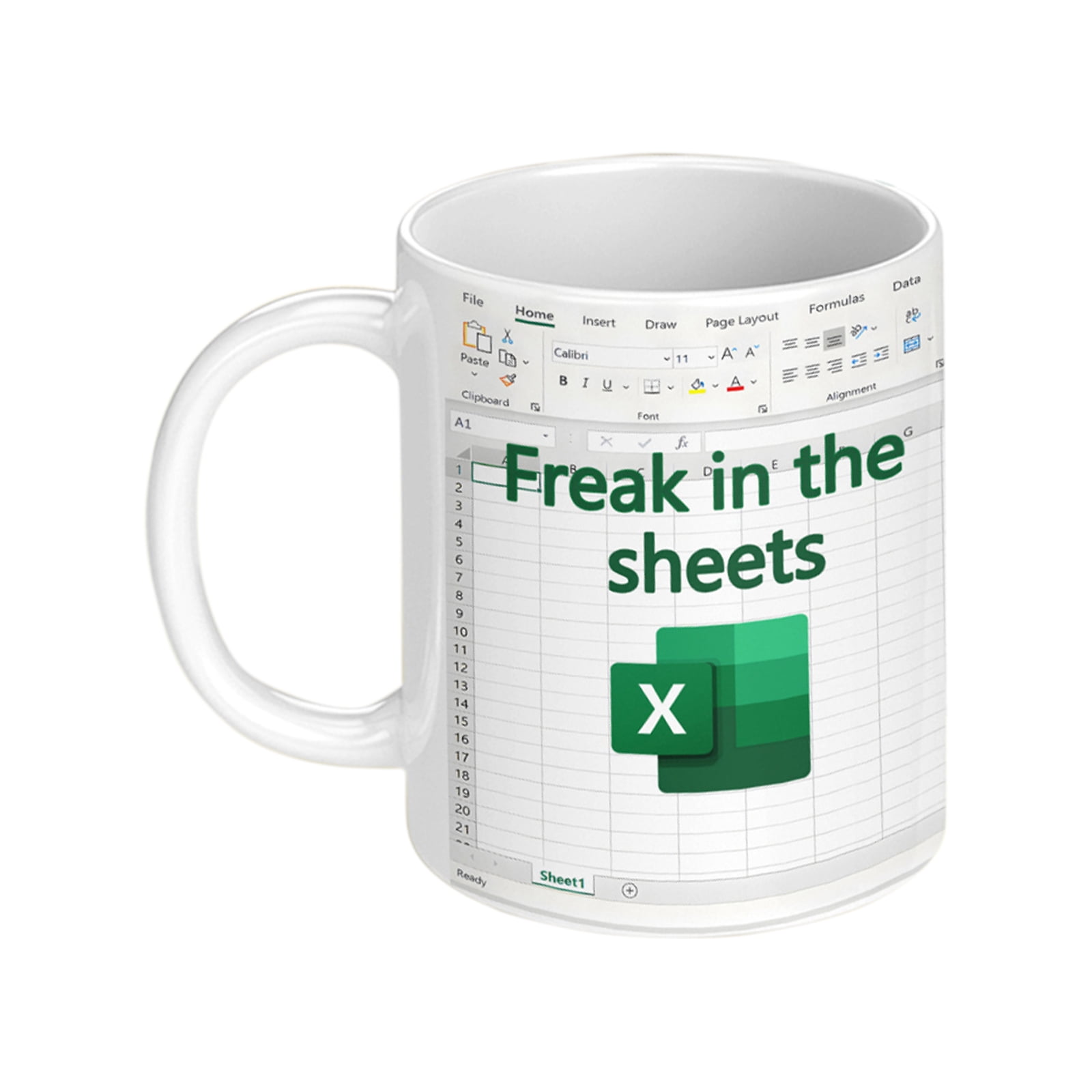 Ceramic Coffee Mug With Spreadsheet Theme And Printed Excel Inspired ...