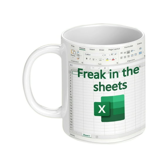Ceramic Coffee Mug With Spreadsheet Theme And Printed Excel Inspired ...