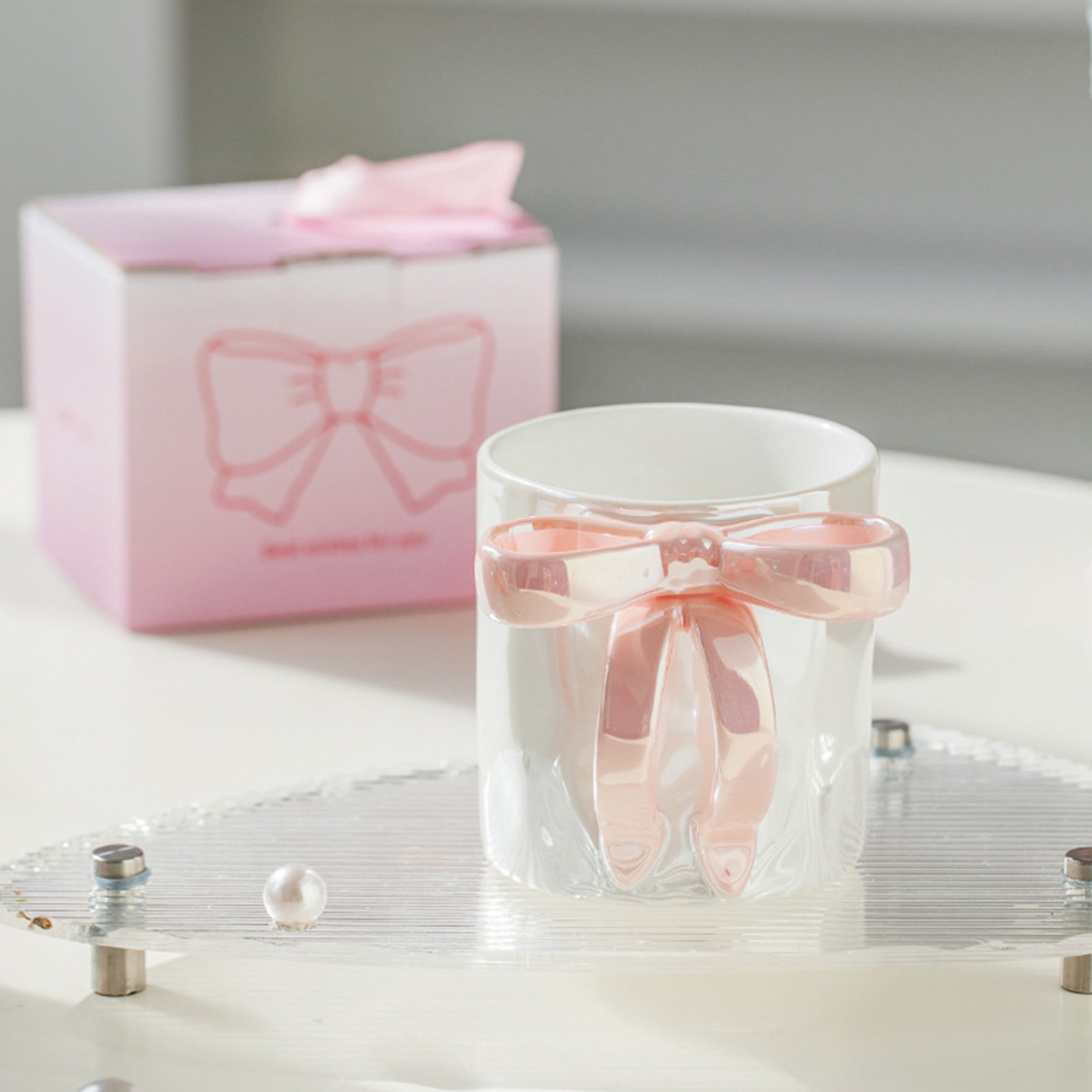 Ceramic Coffee Mug with Bow Handle - Cute Cup, Handmade Kawaii Soup Mug ...