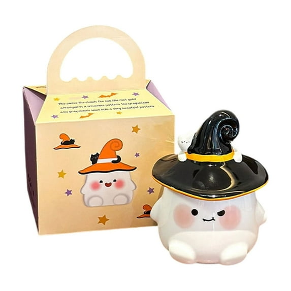 Ceramic Coffee Mug with Lid, Cute Ghost Coffee Mug with Handle, Ghost ...