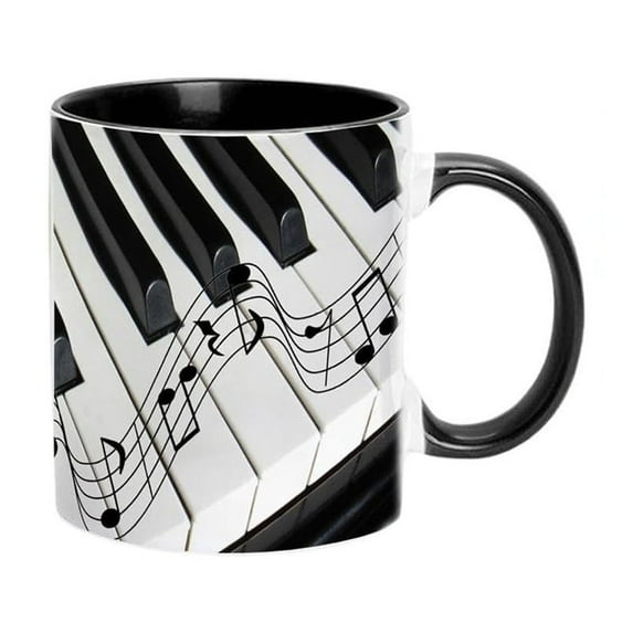 Ceramic Coffee Mug with Unique Musical Note Design Featuring Guitars ...