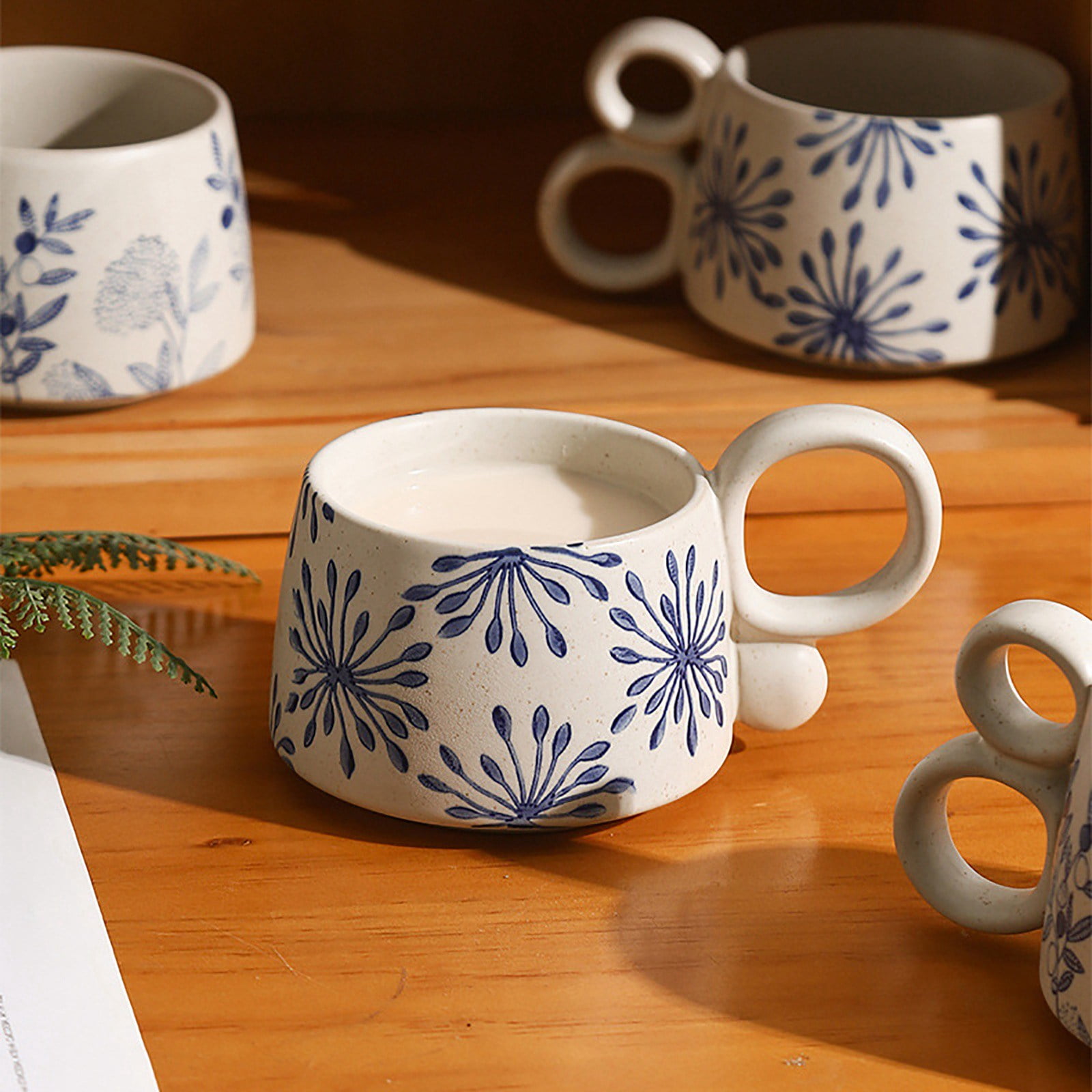 Ceramic Coffee Mugs, 12 Oz Hand Painted Coffee Cups with Handles ...
