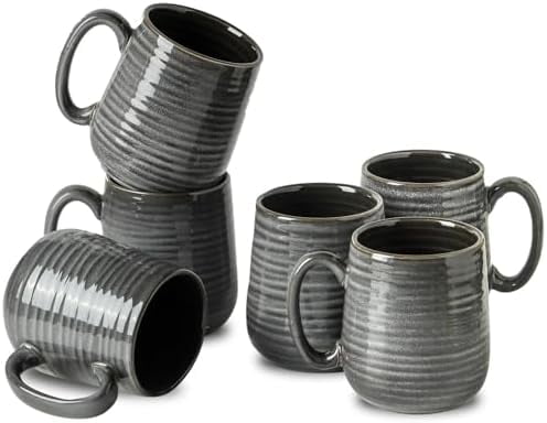 Ceramic Coffee Mugs - 15 OZ Large Coffee Cups Set of 6 with Handle for ...