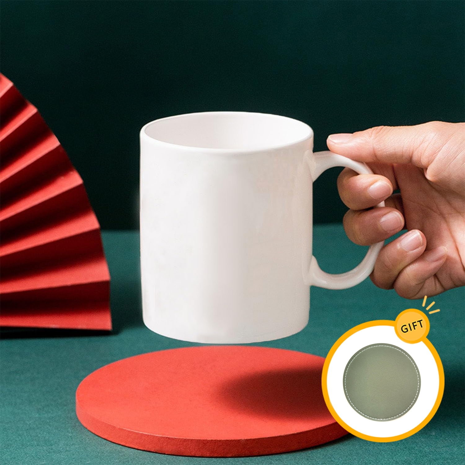 Ceramic Coffee Mugs, Lightweight Bright Porcelain Tea Cups with Handle ...