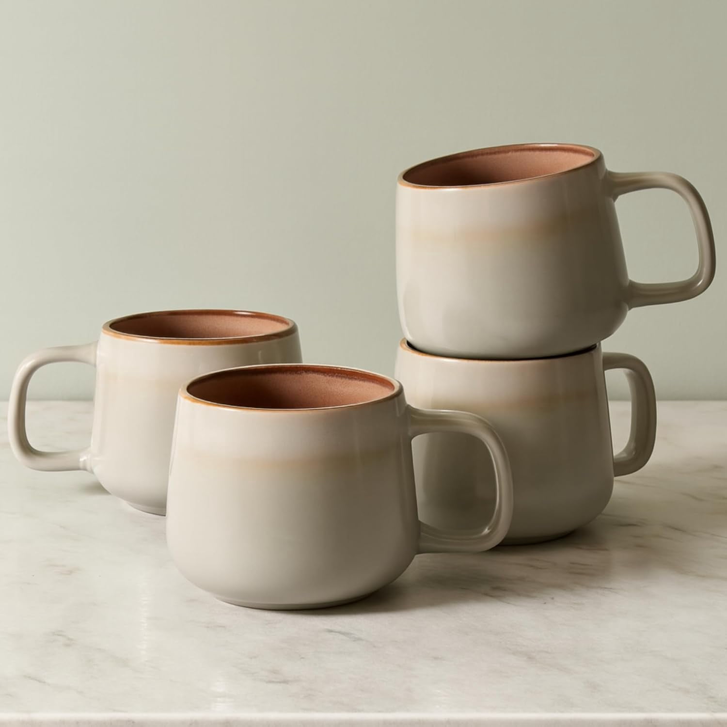 Ceramic Coffee Mugs Set of 4 | 12 oz Stoneware Coffee Cups | Lead-Free ...