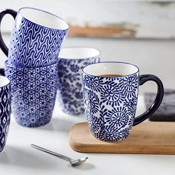 Ceramic Coffee Mugs Set of 4, 16 OZ Coffee Mug with Handle, Large ...