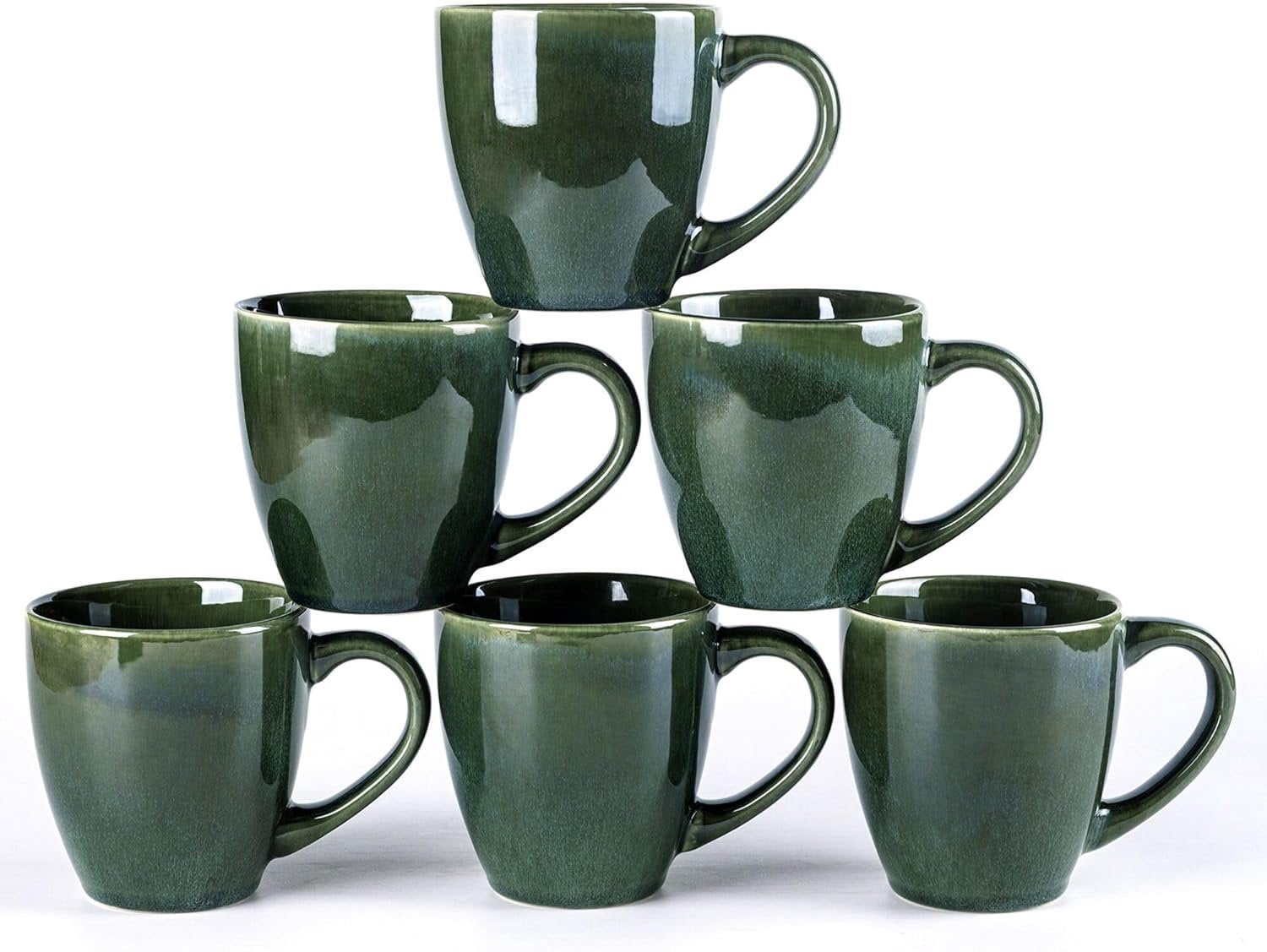 Ceramic Coffee Mugs Set of 6, 12oz Stoneware Coffee Mugs Set For Dad ...
