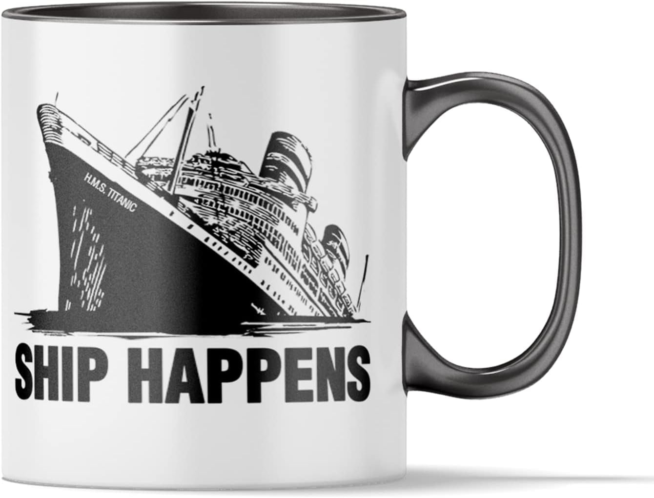 Ceramic Coffee Mugs - Titanic Ship Happens Printed White Tea Cup - Novelty, Funny Gifts for Home ...