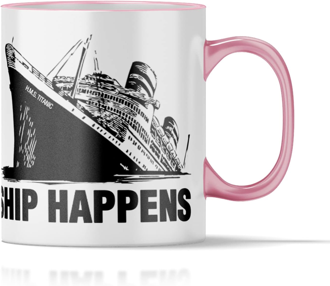 Ceramic Coffee Mugs - Titanic Ship Happens Printed White Tea Cup ...