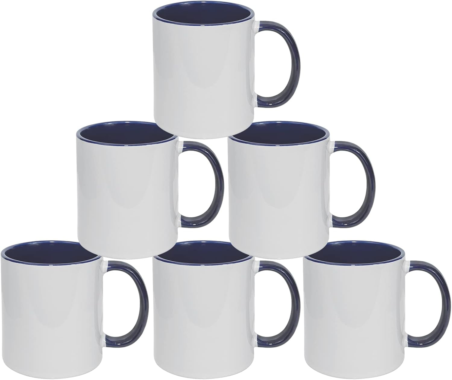 Ceramic Coffee Mugs with Sublimation Blanks, Dark Blue Color Mug Inner ...