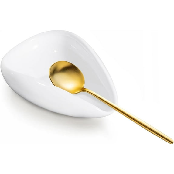 MY Ceramic Coffee Spoon Rest - Small White Spoon Holder for Coffee Bar ...