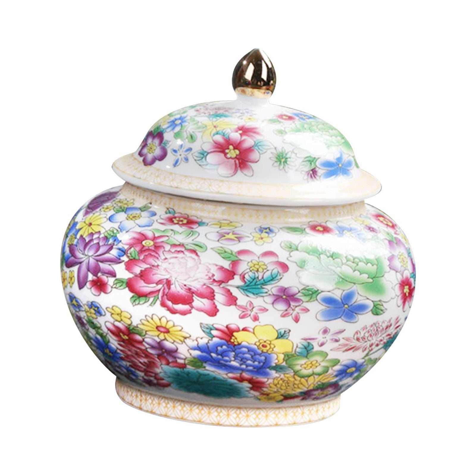 Ceramic Colour Enamel Tea Storage Jar 800ml with Lid 5.5x5.5inch Fine ...