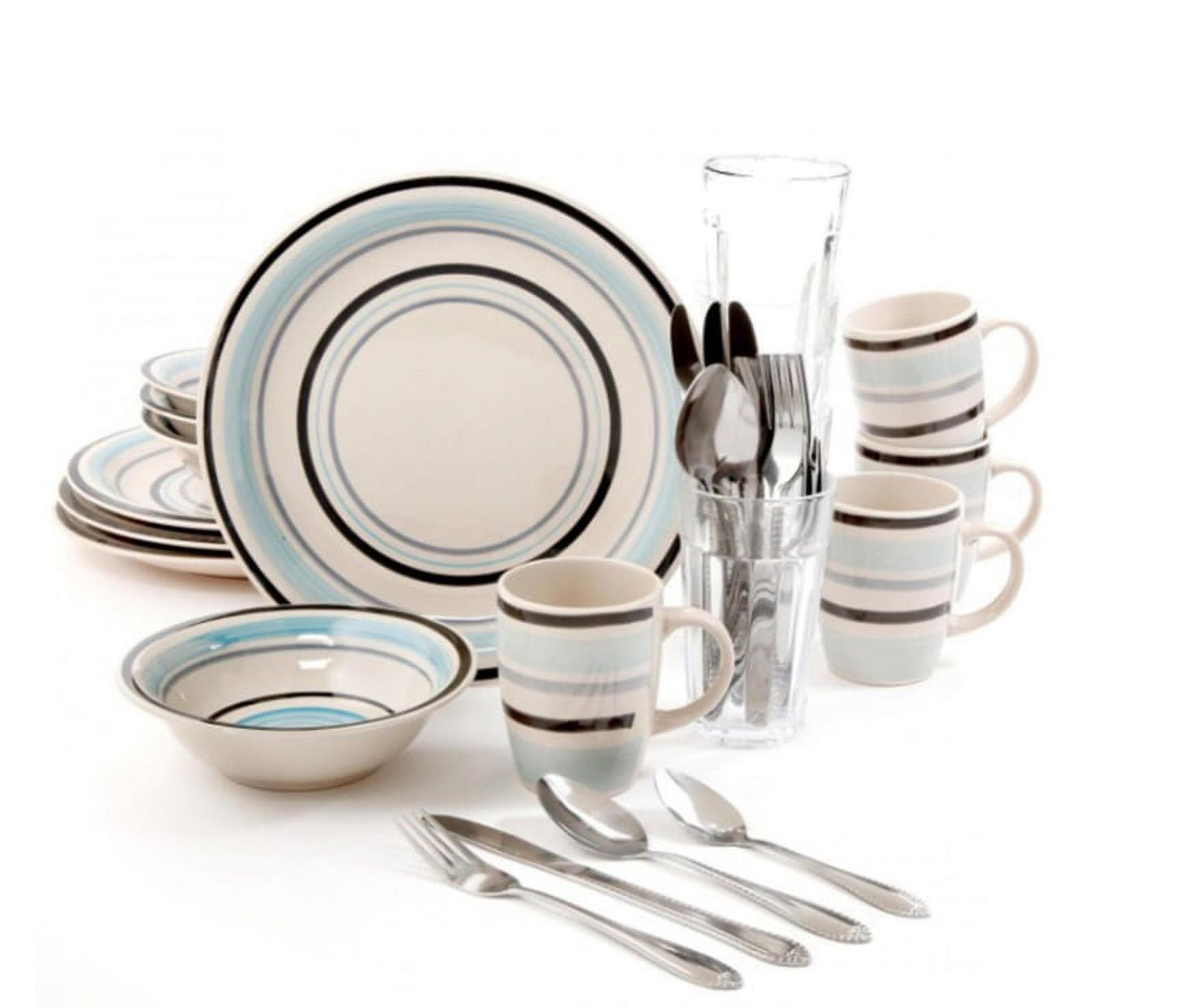 Ceramic Combo Dinner Set for Four - Blue Stripe Complite - Walmart.com