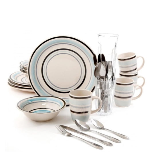 Ceramic Combo Dinner Set for Four - Blue Stripe Complite - Walmart.com