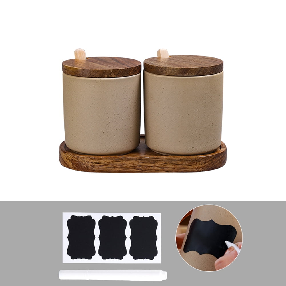Ceramic Condiments Container Seasoning Box Condiment Pots Jars with ...