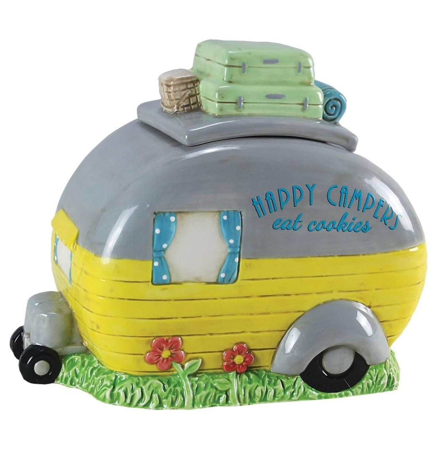 . Ceramic Cookie Jar - Cute Kitchen Counter Storage Canister with Lid ...
