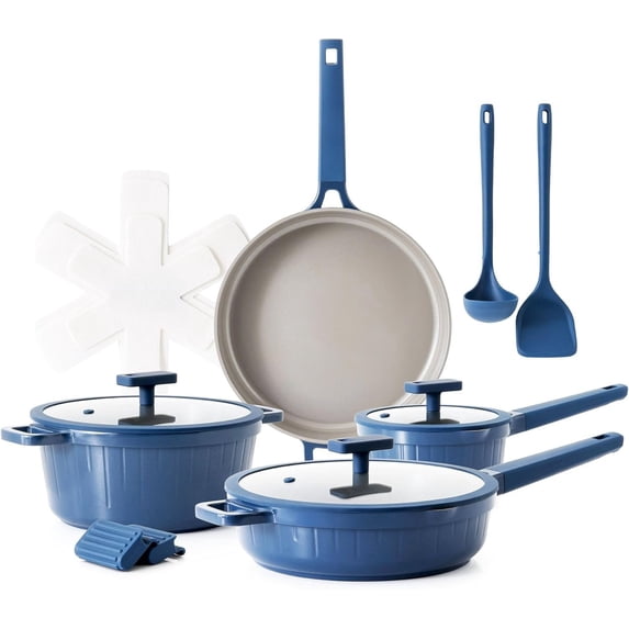 Ceramic Cookware Set 14 count, Nonstick Pots and Pans Set, Dishwasher ...