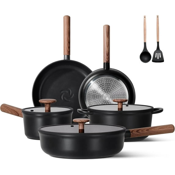 Ceramic Cookware Set, 15 count Pots and Pans Set Non with Removable ...