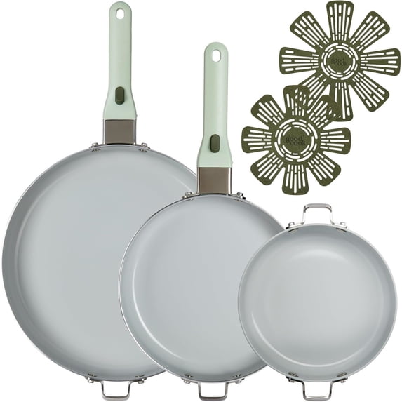 Ceramic Cookware Set 7- with Removable Handles, Induction Compatible ...