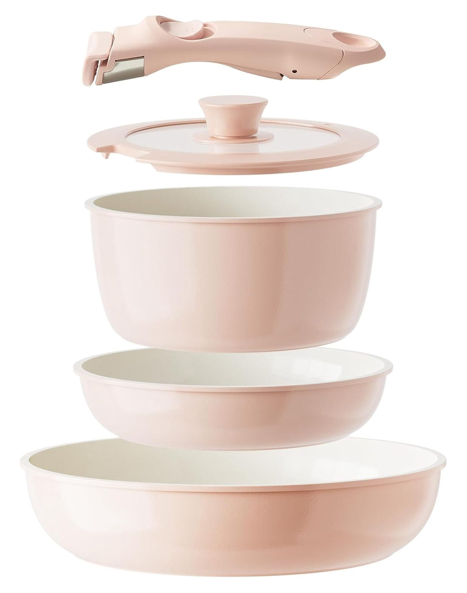 Ceramic Cookware Set, Removable Handle Pots and Pans Non-Stick, Rv ...