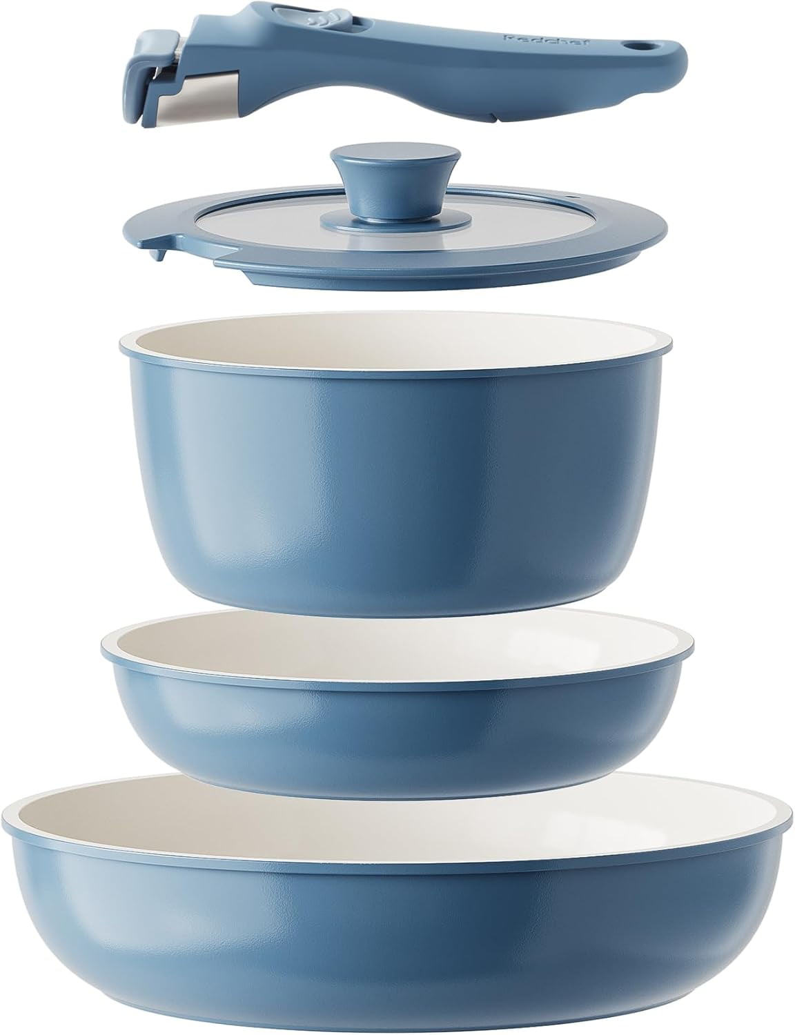 Ceramic Cookware Set, Removable Handle Pots and Pans Non-Stick, Rv ...