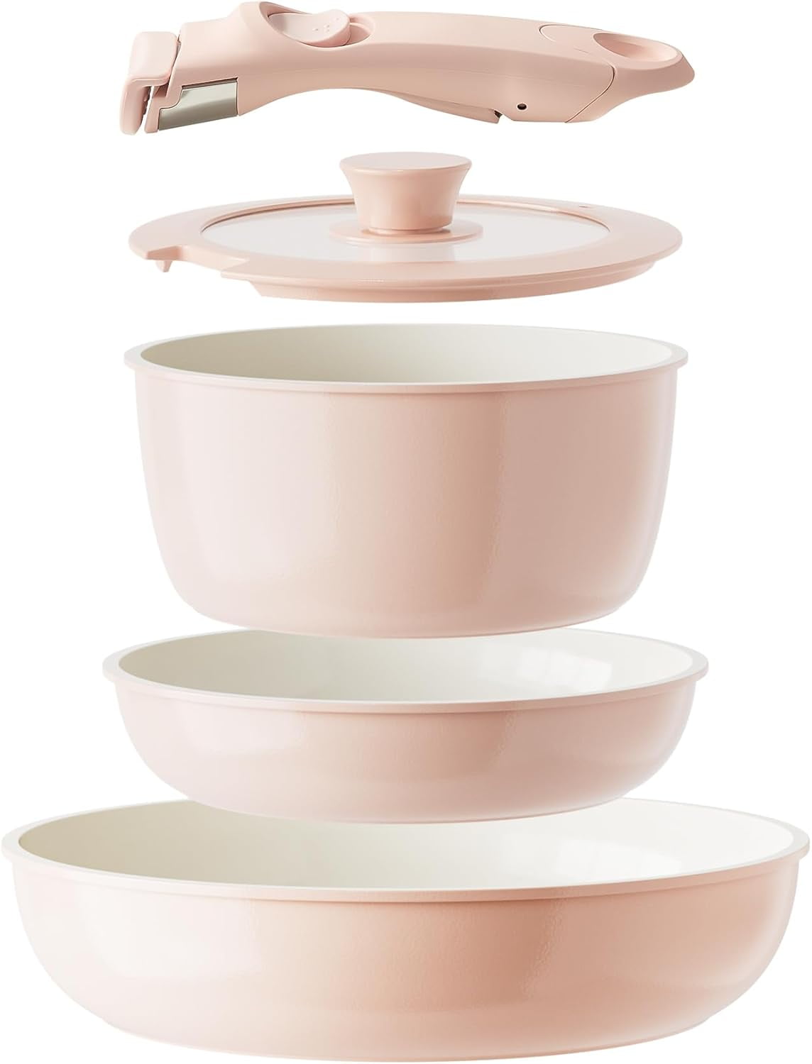 Ceramic Cookware Set, Removable Handle Pots and Pans Non-Stick, Rv ...