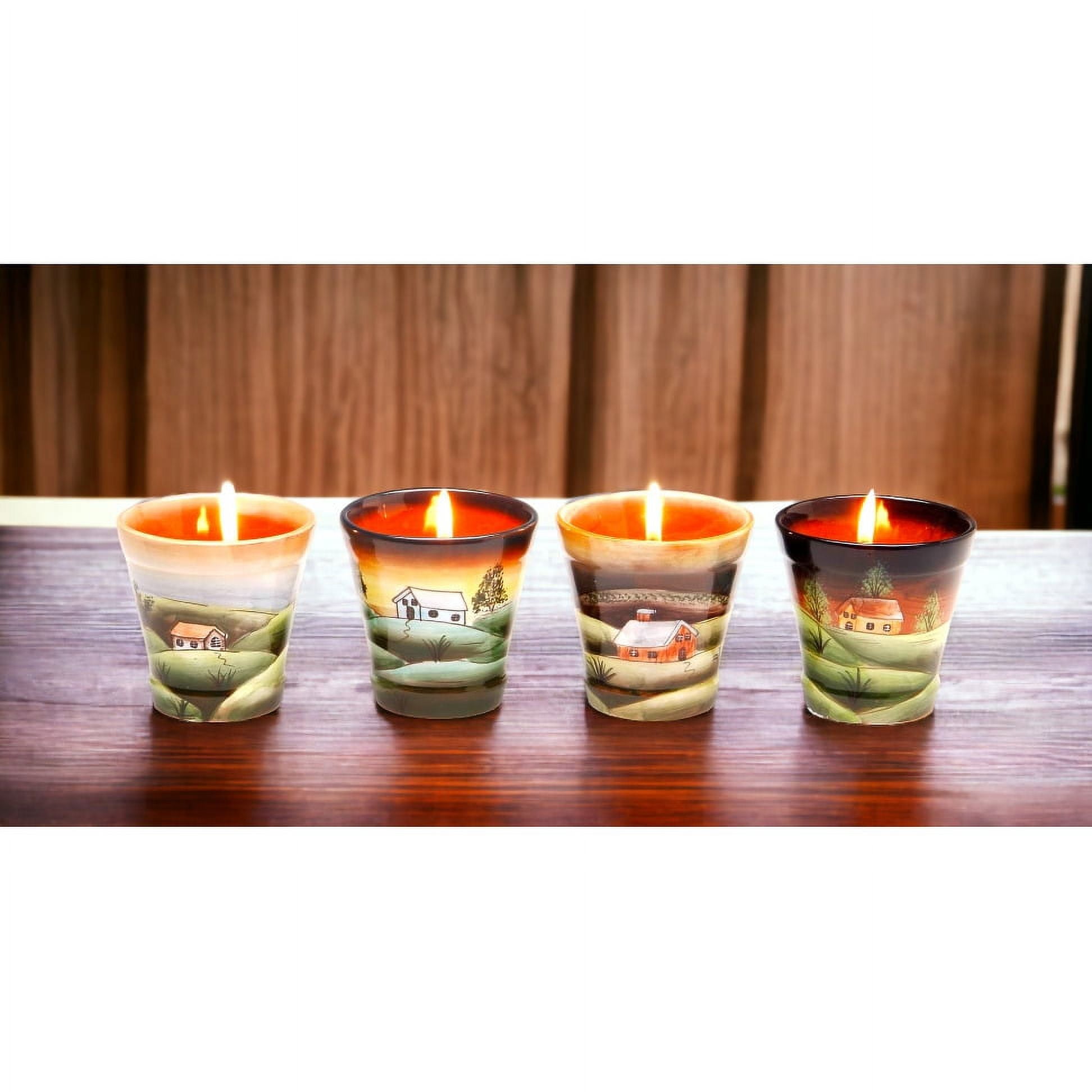 Ceramic Country Scene Votive Cups Set of 4 Kitchen Bathroom - Walmart.com