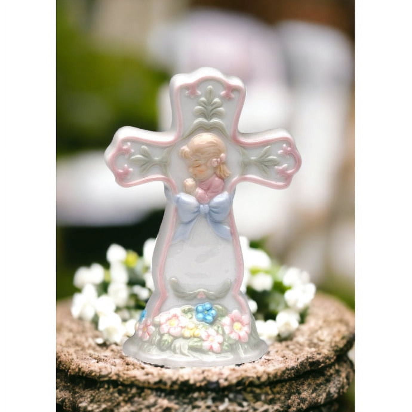 Ceramic Cross Praying Girl Figurine 2.75 Inch - Walmart.com