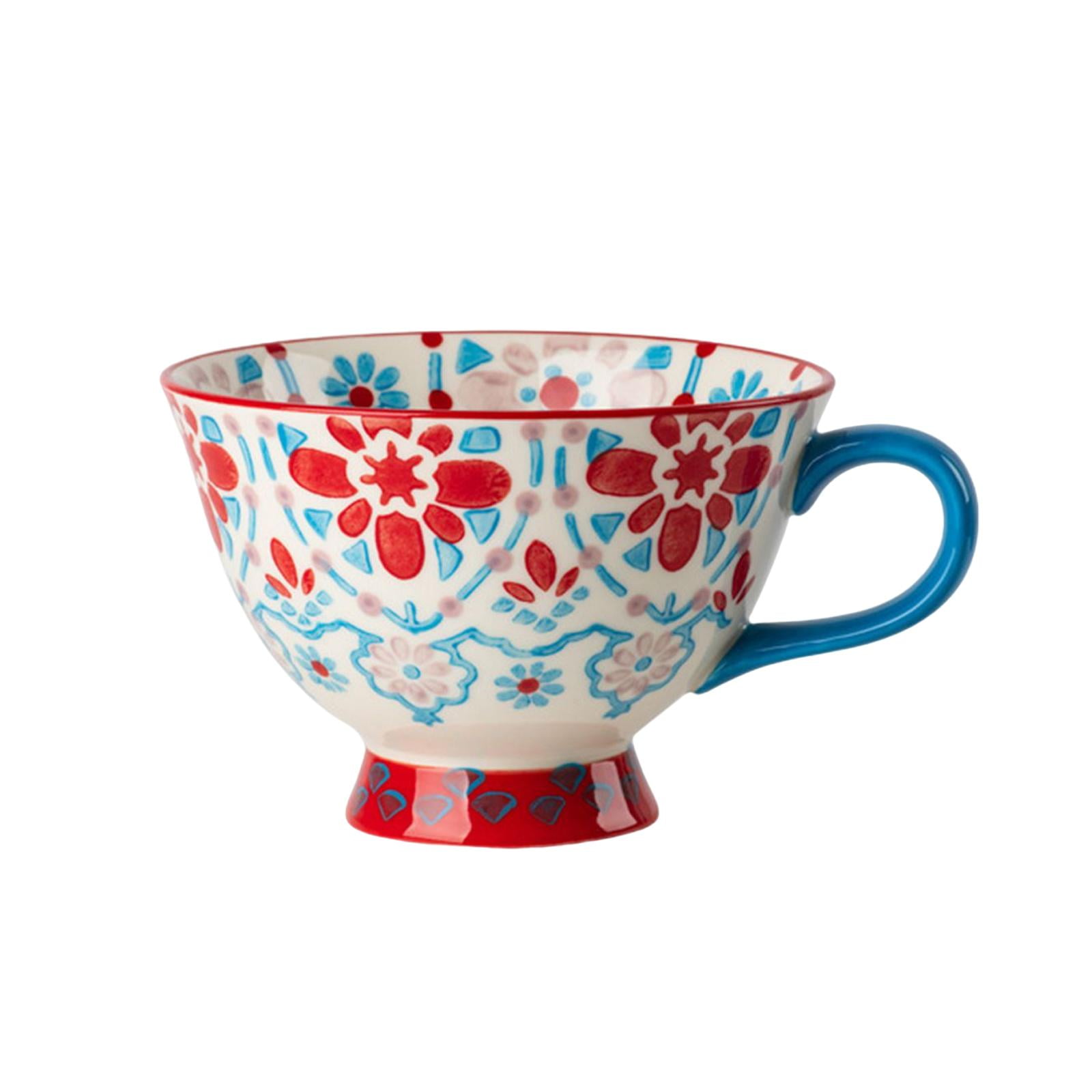 Ceramic Cup Porcelain Tea Cups Hand Painted Floral Pattern Retro ...