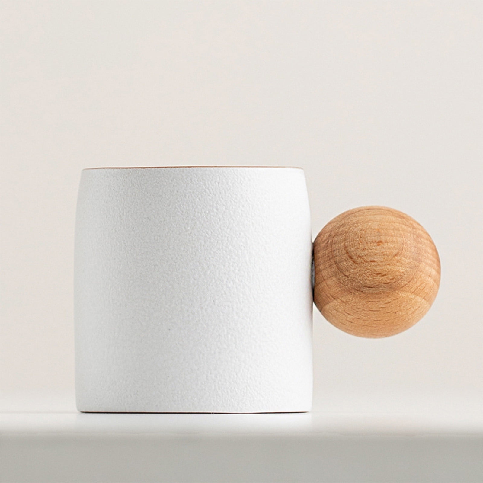 Ceramic Cups With Wood Ball Handle,Dishwasher Safe, Multi-Color & Wood ...