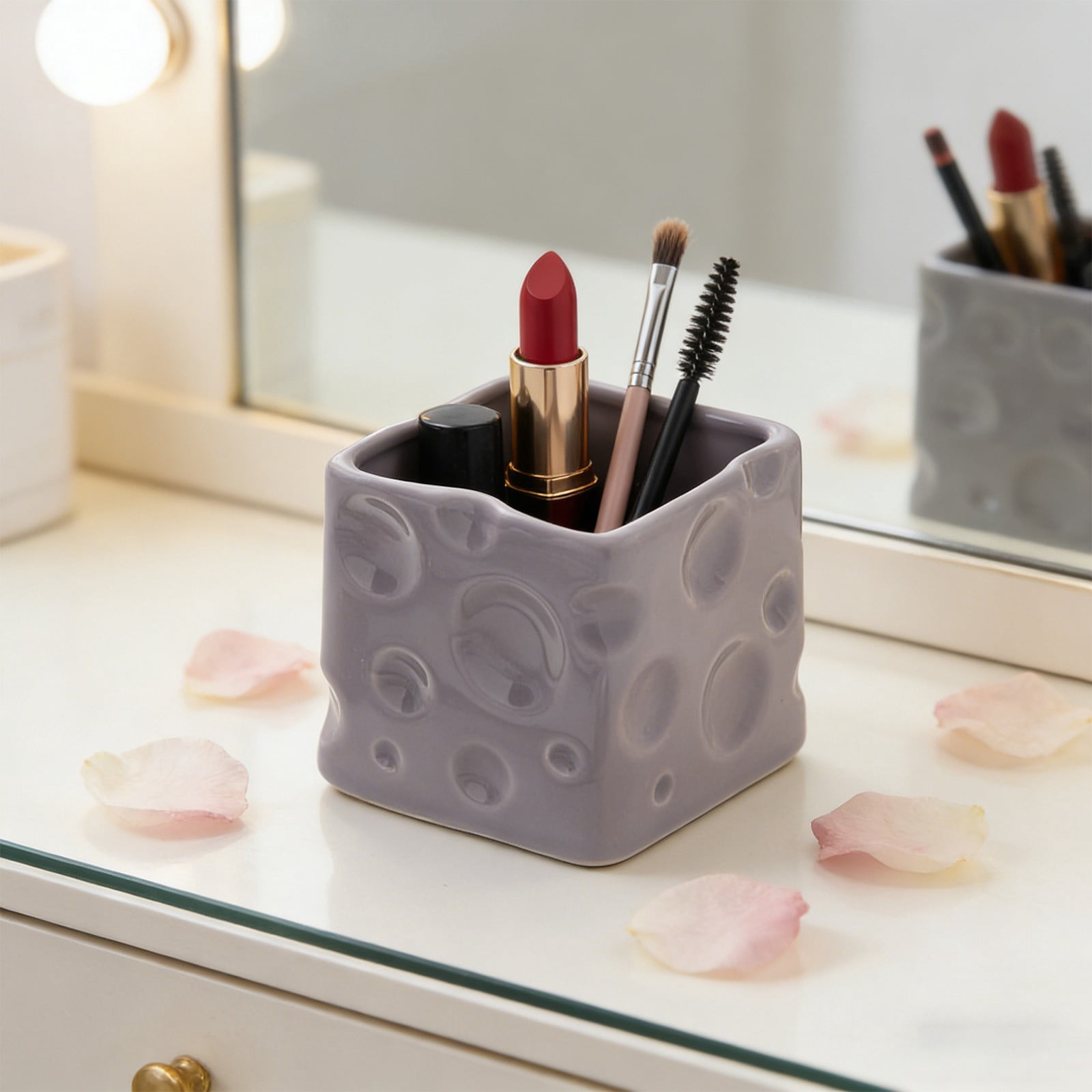 Ceramic Desktop Organizer for Pens, Cosmetics, and Cheese with Lid for ...