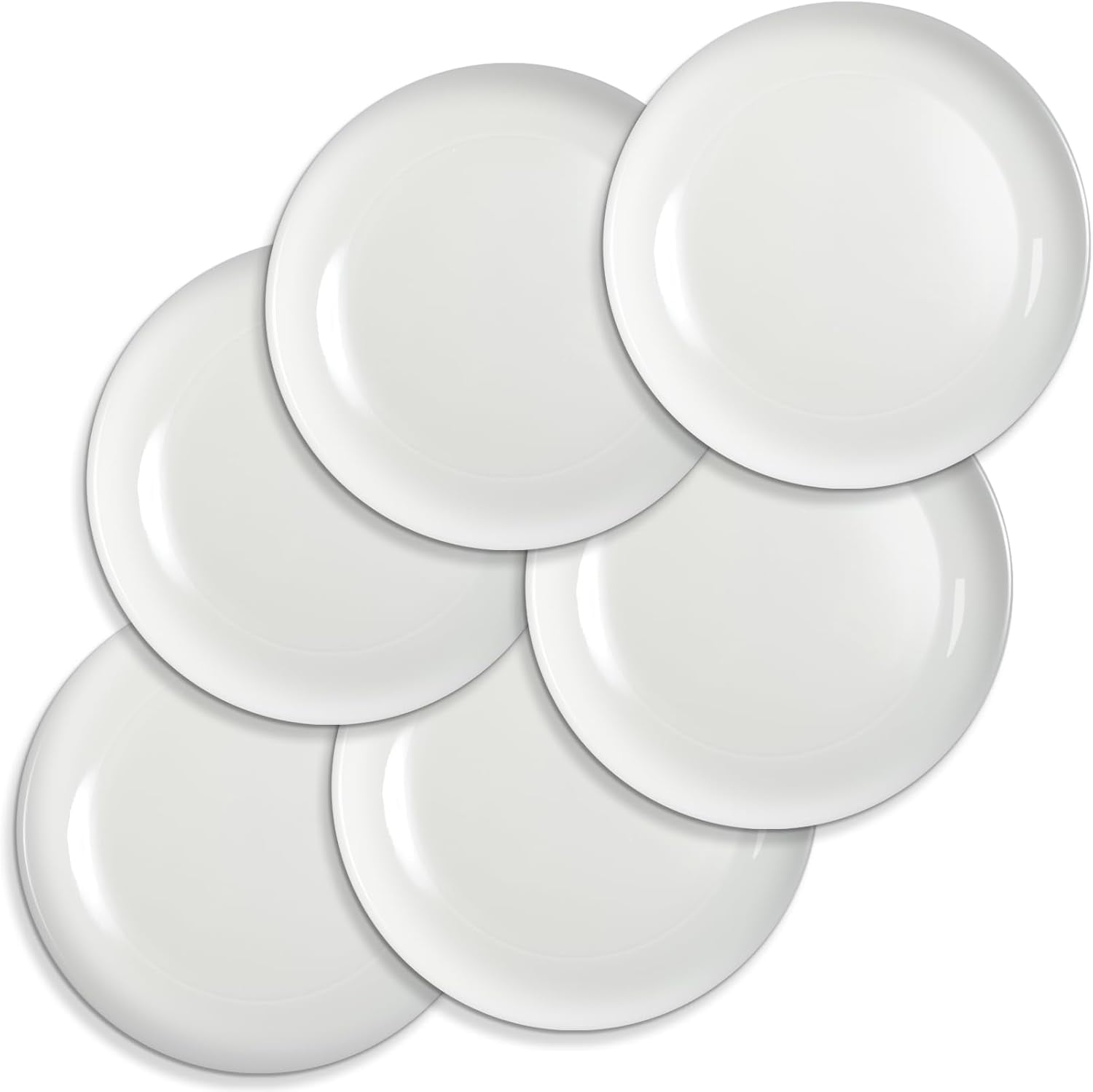 Ceramic Dessert Plates Set of 6,7 Inch White Appetizer Plates,Round ...