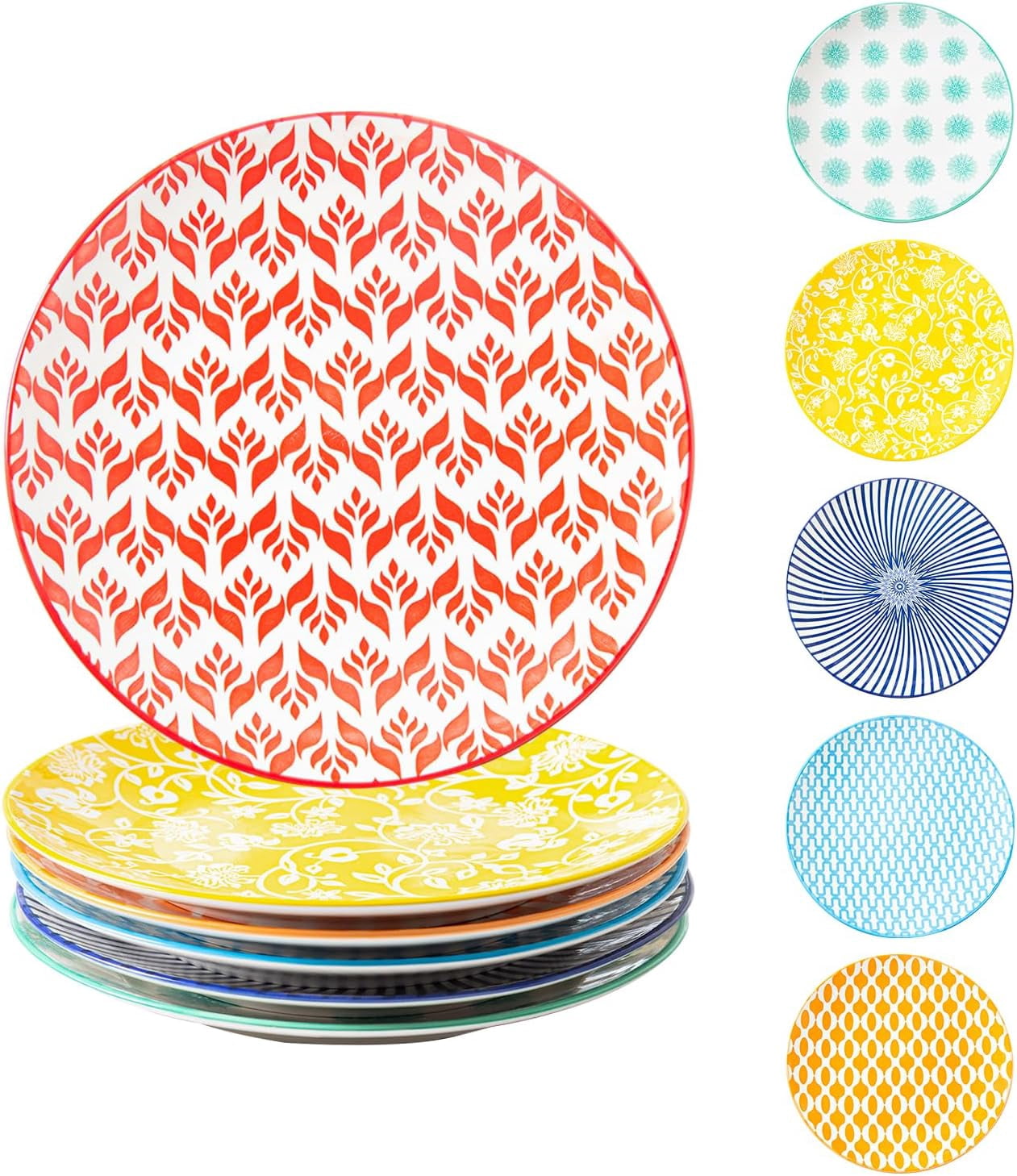 Ceramic Dessert Plates Set - 6 Inch Small Appetizer Plates for Kitchen ...