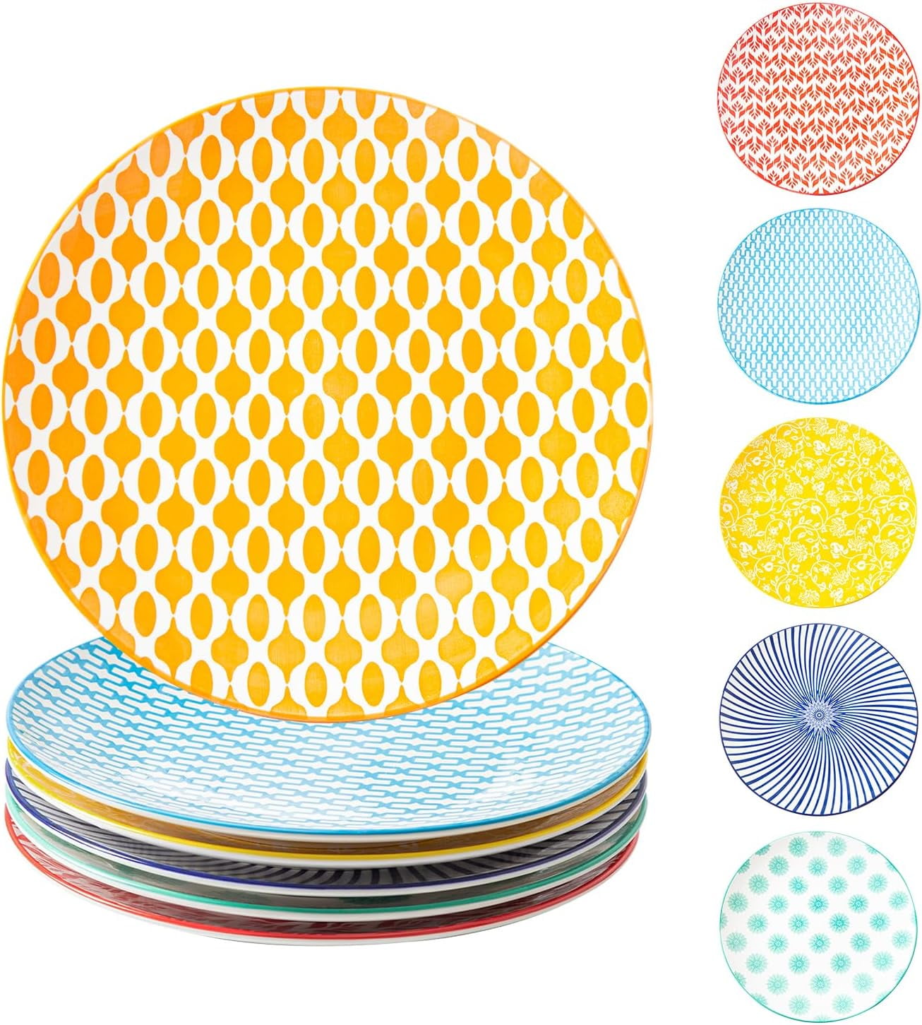 Ceramic Dessert Plates Set - 6 Inch Small Appetizer Plates for Kitchen ...