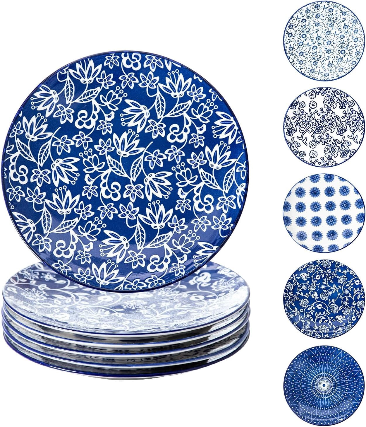Ceramic Dessert Plates Set - 6 Inch Small Appetizer Plates for Kitchen ...