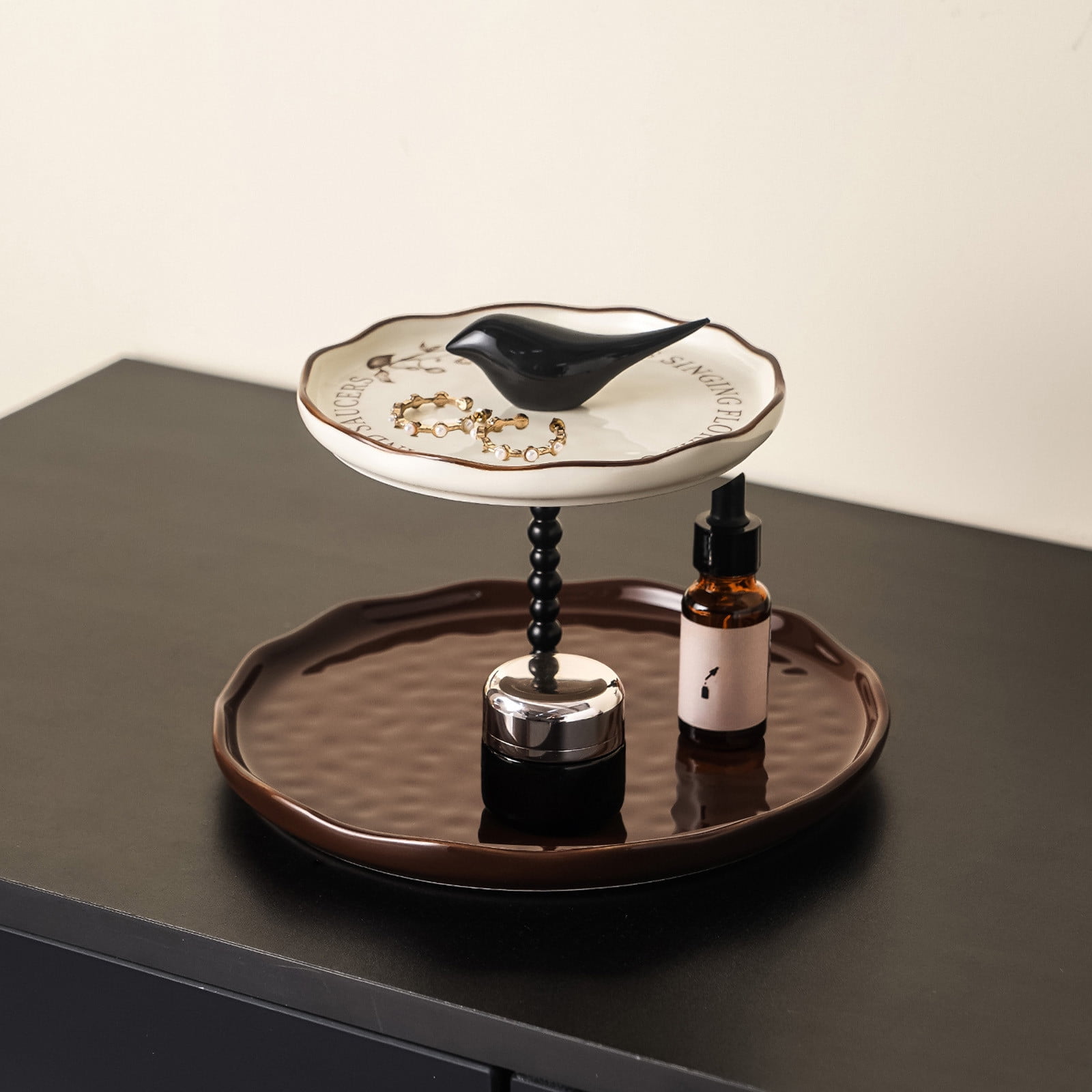 Ceramic Dessert Stand 1PC, Tiered Snack Tray 8.27x5.12in, Multi-Layer ...