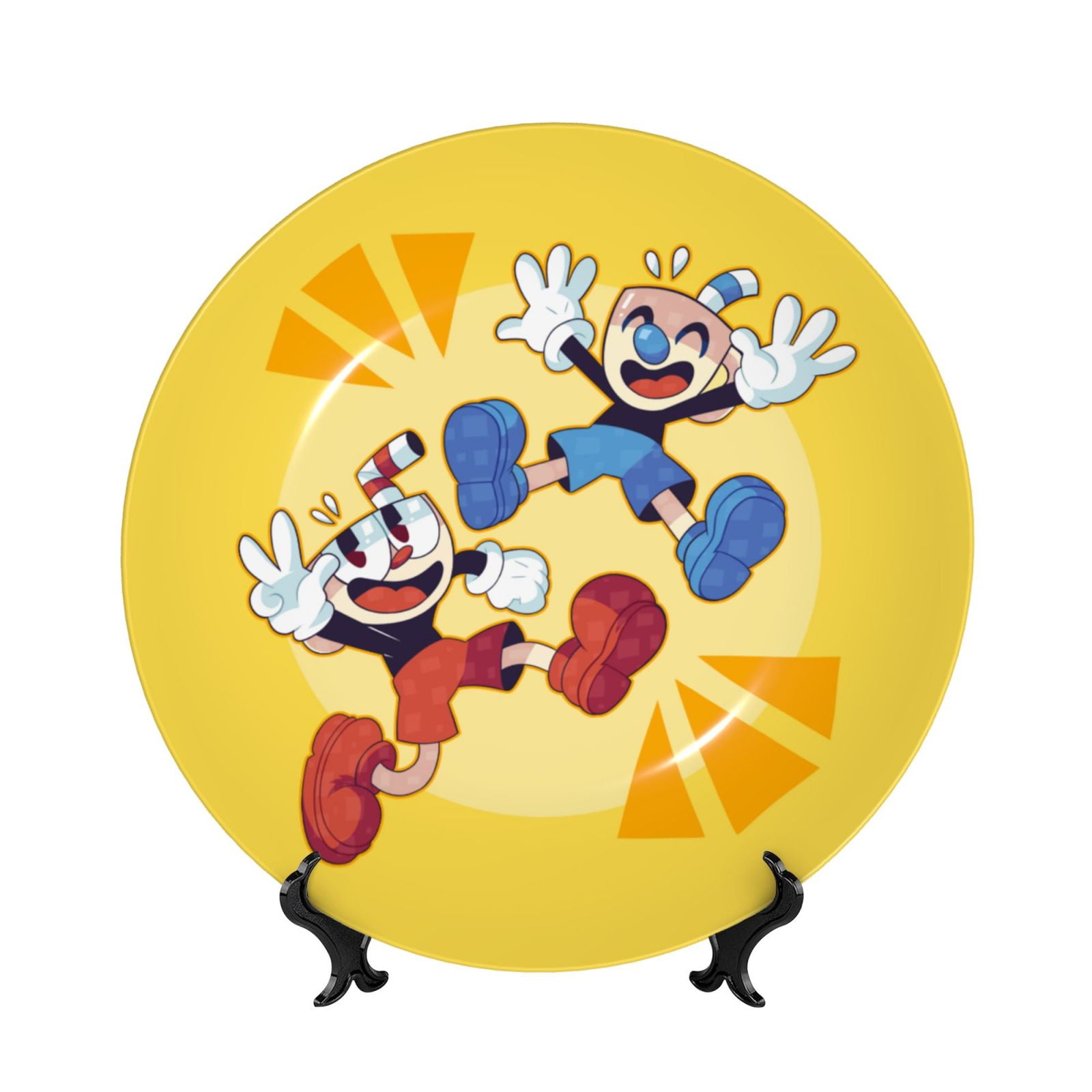 Ceramic Dinner Plates Cuphead Mugman Bone China Decorative with Display ...