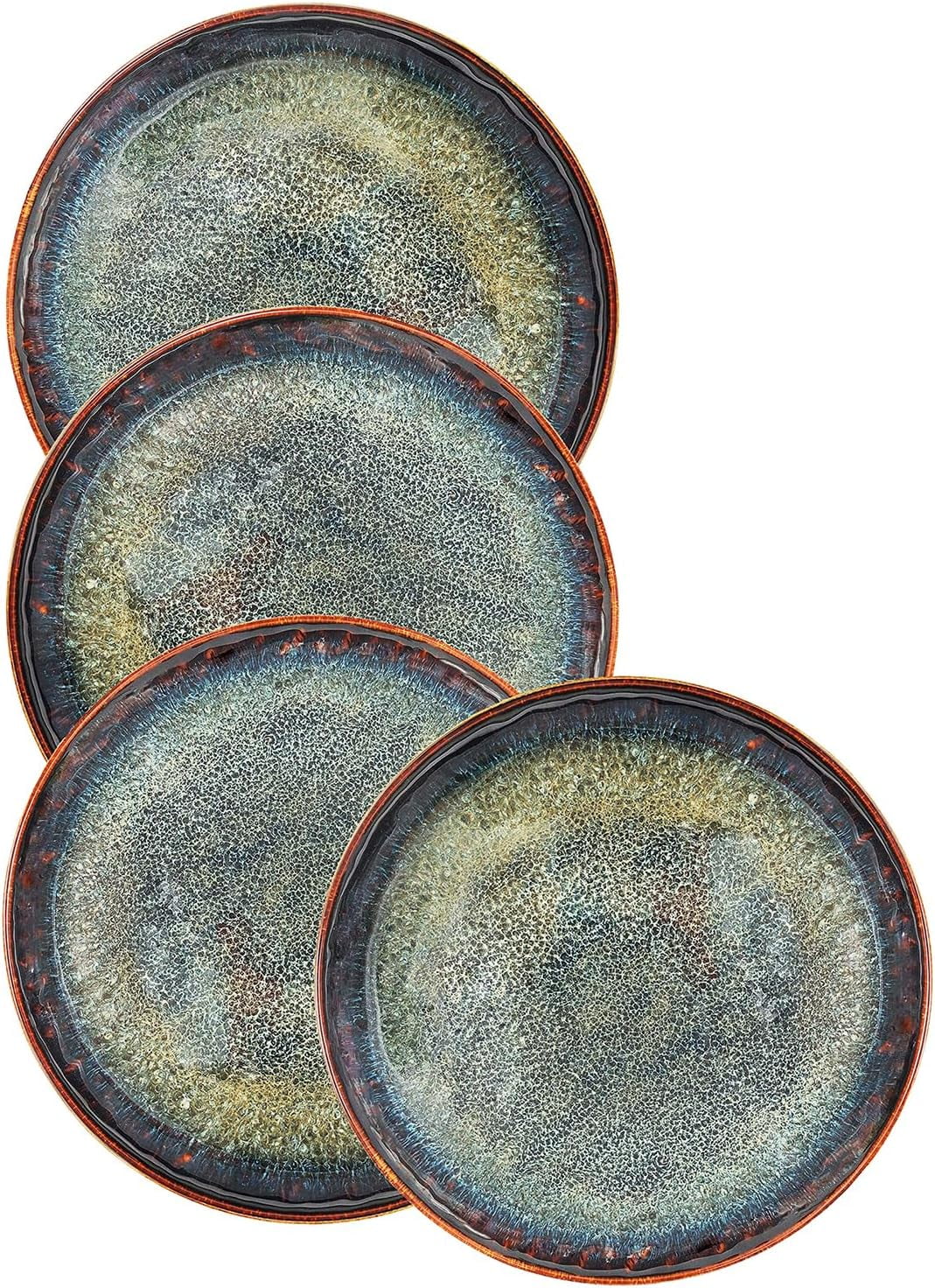 Ceramic Dinner Plates Dish Set, Set of 4, Microwave Oven and Dishwasher ...
