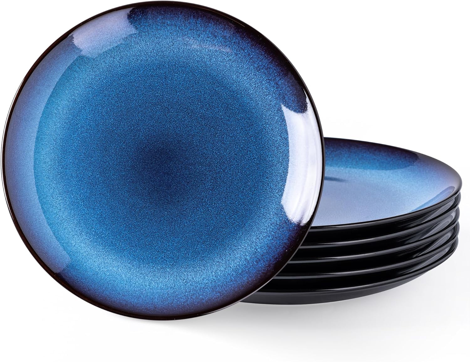 Ceramic Dinner Plates Set of 6, 10.5 Inch Handmade Reactive Glaze ...