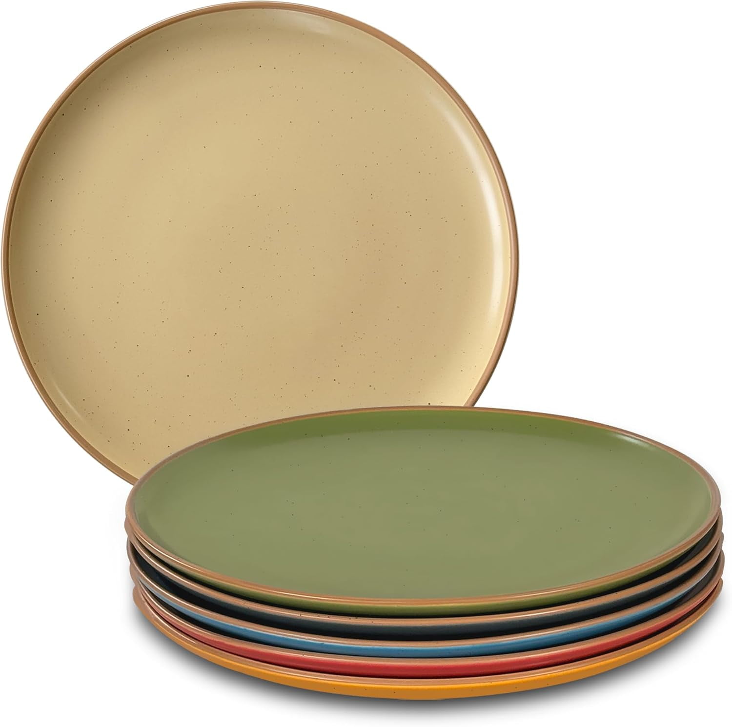 Ceramic Dinner Plates Set of 6, 10 inch Dish Set - Microwave, Oven, and ...