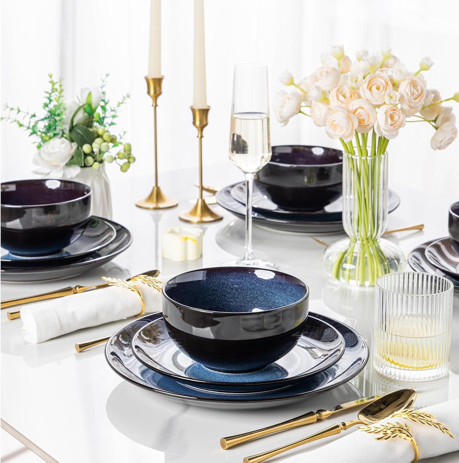 Ceramic Dinner Plates Set of 6, Handmade Reactive Glaze Porcelain ...