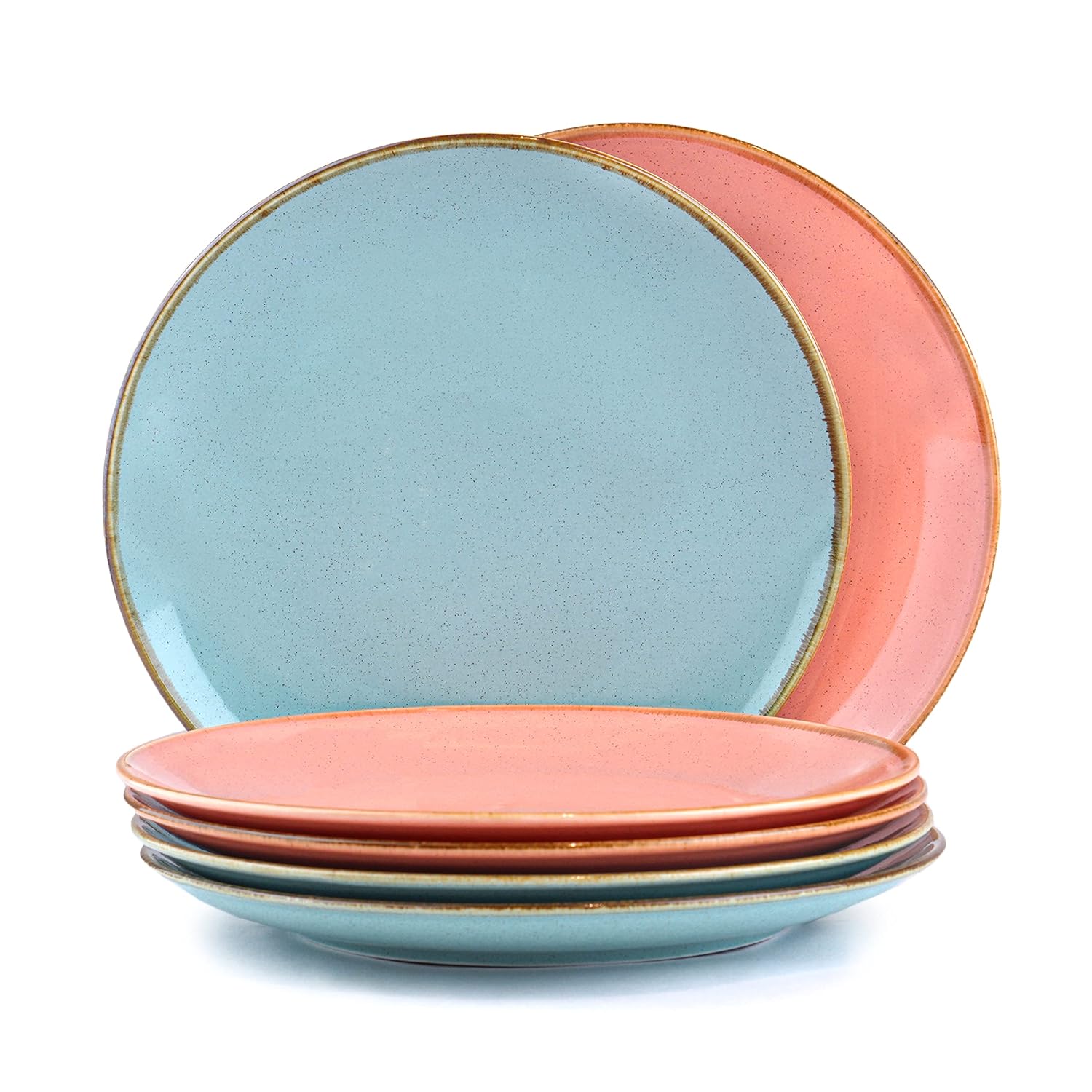 Ceramic Dinner Plates Set Of 6 Pieces - 3 Pink + 3 Blue Sprinkle Series ...