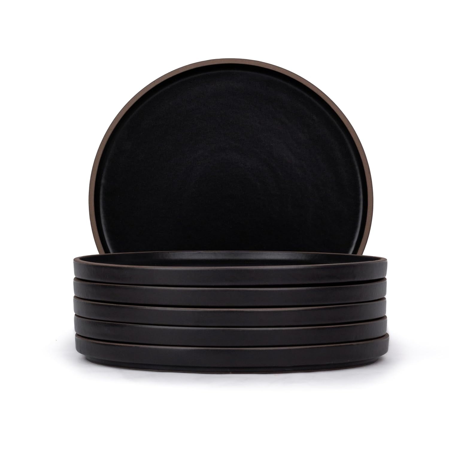 Ceramic Dinner Plates Set Of 6 Pieces, Black | Ceramic Plates Set With ...
