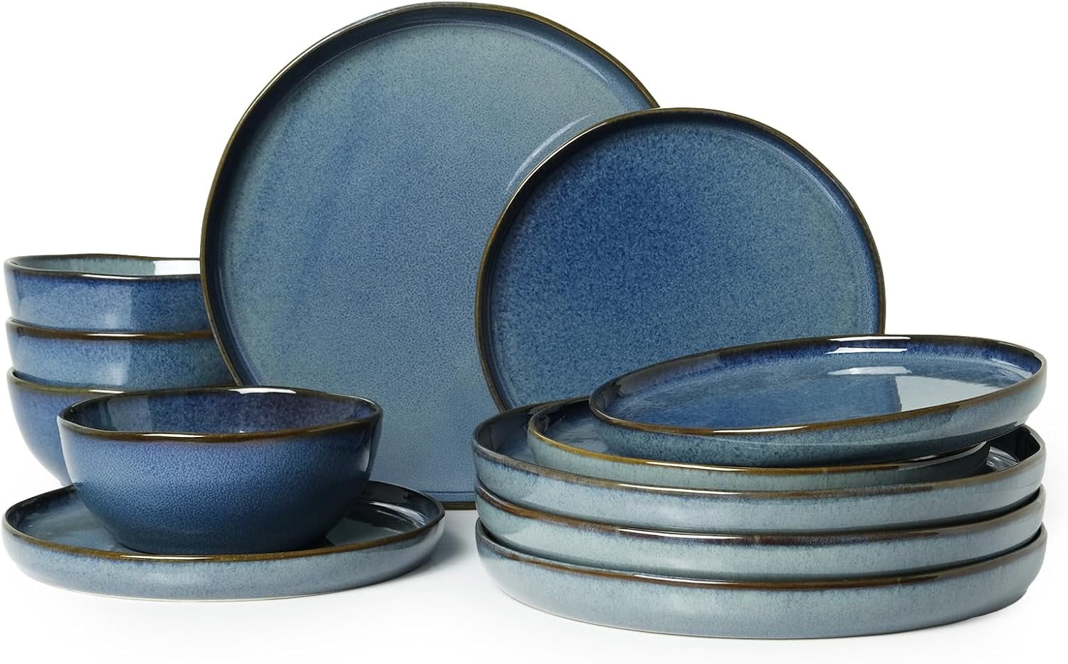 Ceramic Dinnerware Set,12 Piece Modern Dish Set for Stylish Gatherings ...