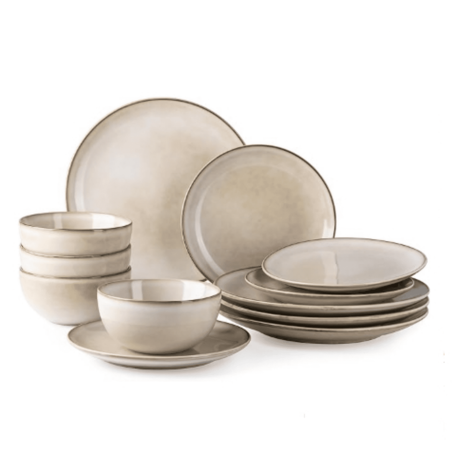Ceramic Dinnerware Sets for 4, 12 Pieces Stoneware Plates and Bowls ...